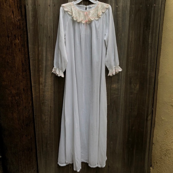 Vintage | Intimates & Sleepwear | Vintage White Maxi Ruffled Crochet ...